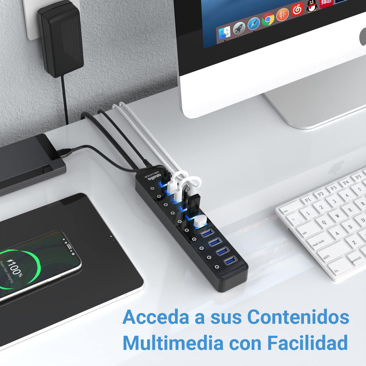 Powered USB 3.0 Hub, atolla 10 Ports USB Data Hub Splitter with Individual ON/Off Switches and 12V/2.5A Power Adapter USB Extension for Mouse, Keyboard, Hard Drive or More USB Devices