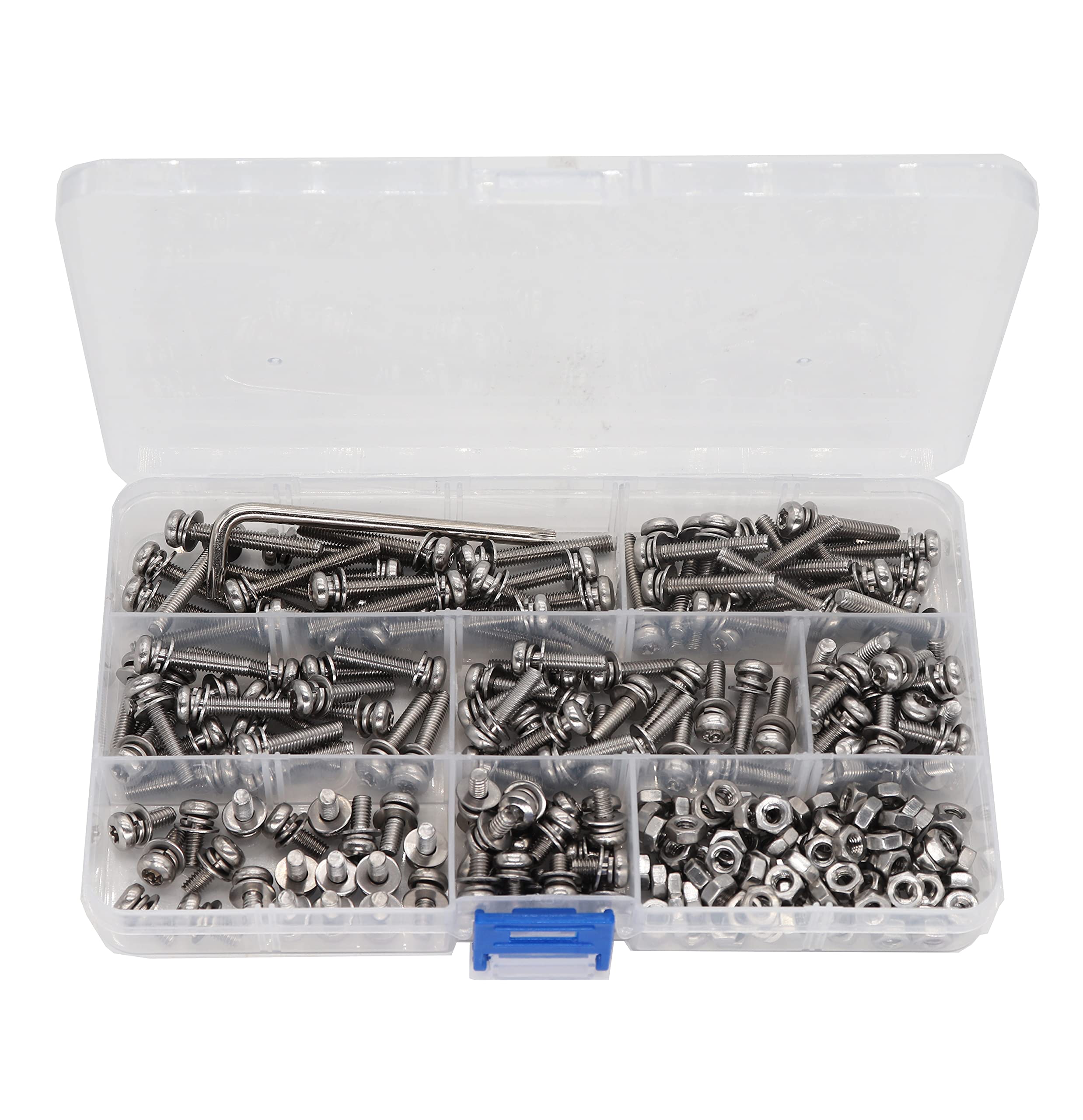 binifiMux 240pcs M4 Torx Pan Head with Pin Security Combine Screws with M4 Hex Nuts Assortment Kit, 304 Stainless Steel, M4 x 6mm/ 8mm/ 12mm / 14mm / 18mm