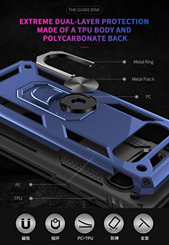 Androgate for Samsung Galaxy S10 Case with HD Screen Protectors, Military-Grade Metal Ring Holder Kickstand 15ft Drop Tested Shockproof Cover Case for Samsung Galaxy S10 (2019) Blue