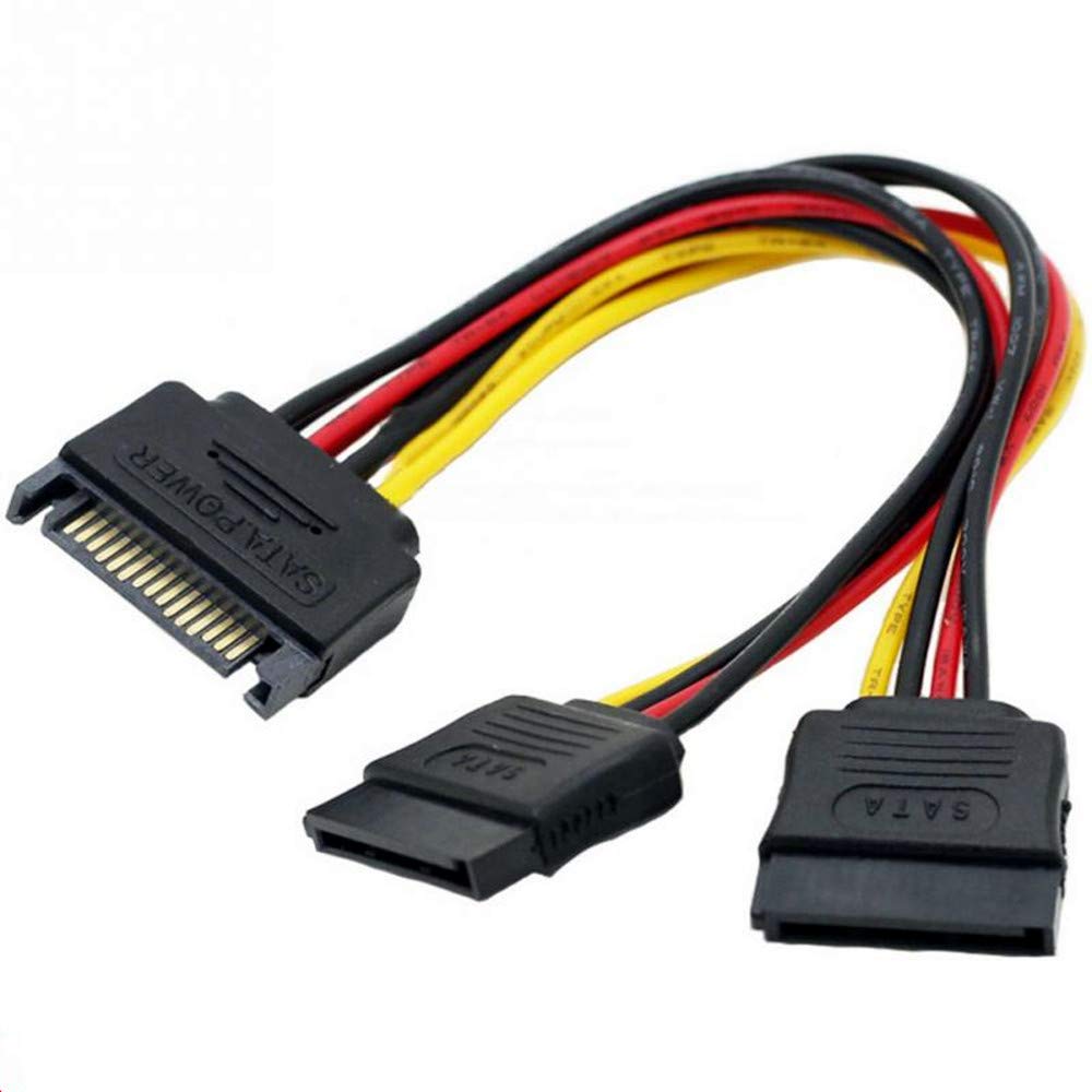 ANRANK High Speed SATA Power 15-pin Male to Dual 15-pin Female Y-Splitter Cable Adapter for HDD Hard Drive