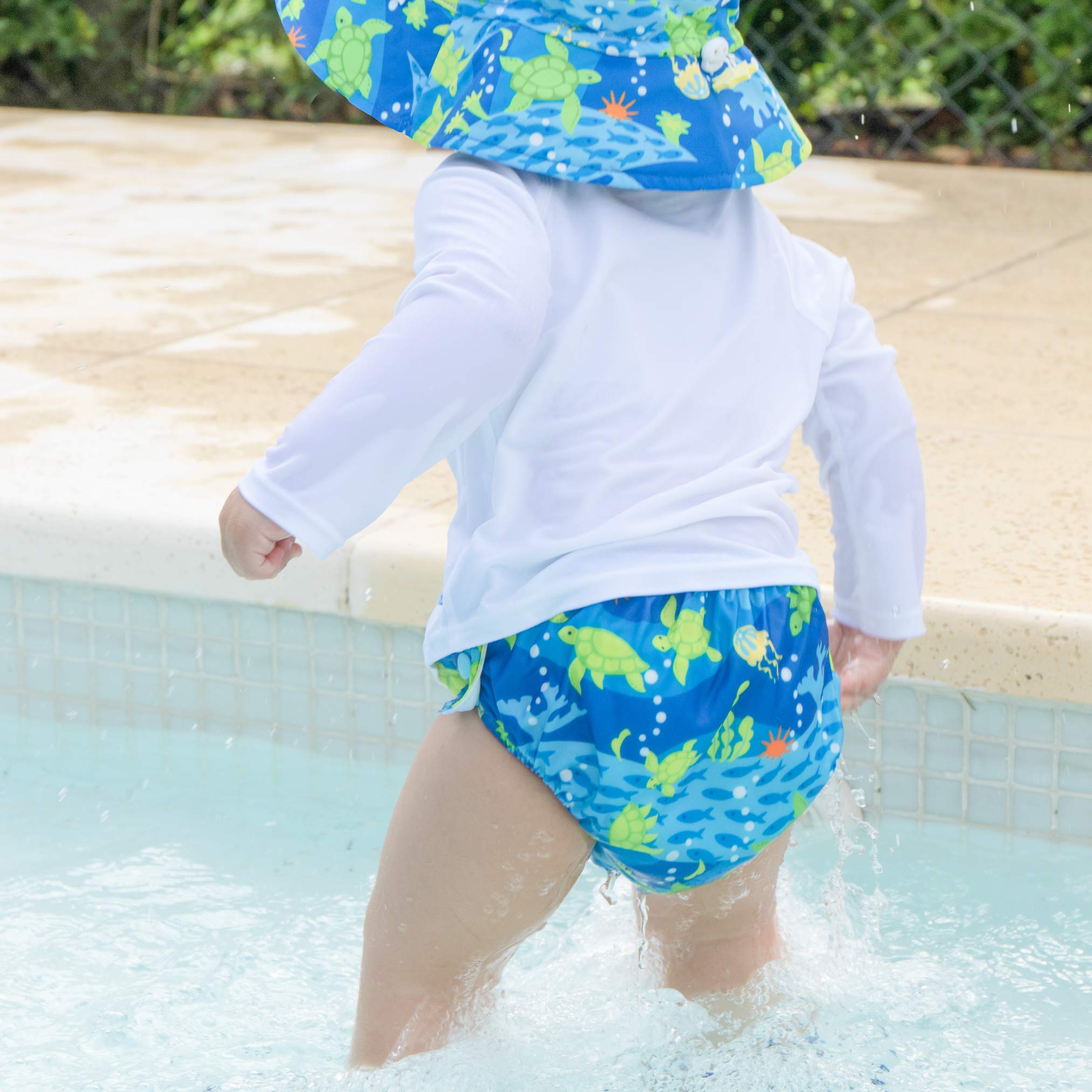 green sprouts Boys' Snap Swim Diaper, Royal Blue Turtle Journey, 5T