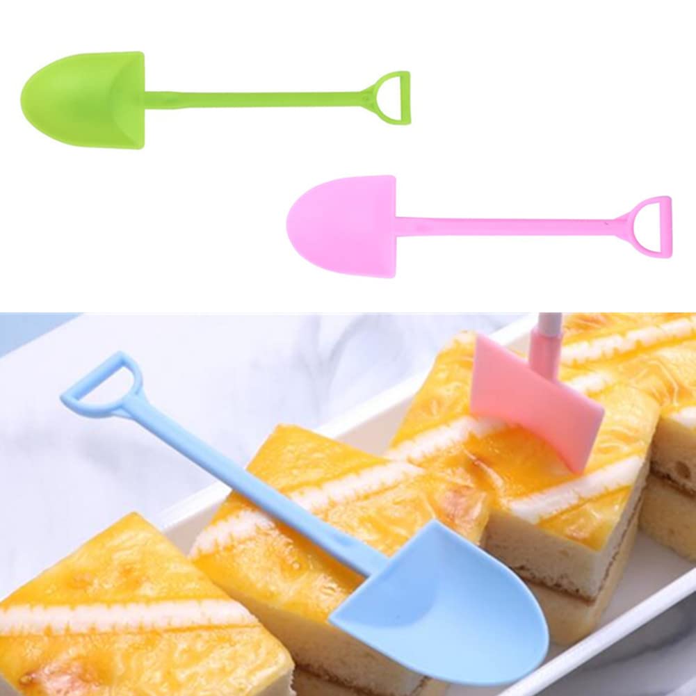 120 PCS Disposable Mini Shovel Shape Spoons, Colorful Plastic Ice Cream Shovel Spoon for Dessert Pudding Yogurt Sugar (4.8 Inch, 5 Color)