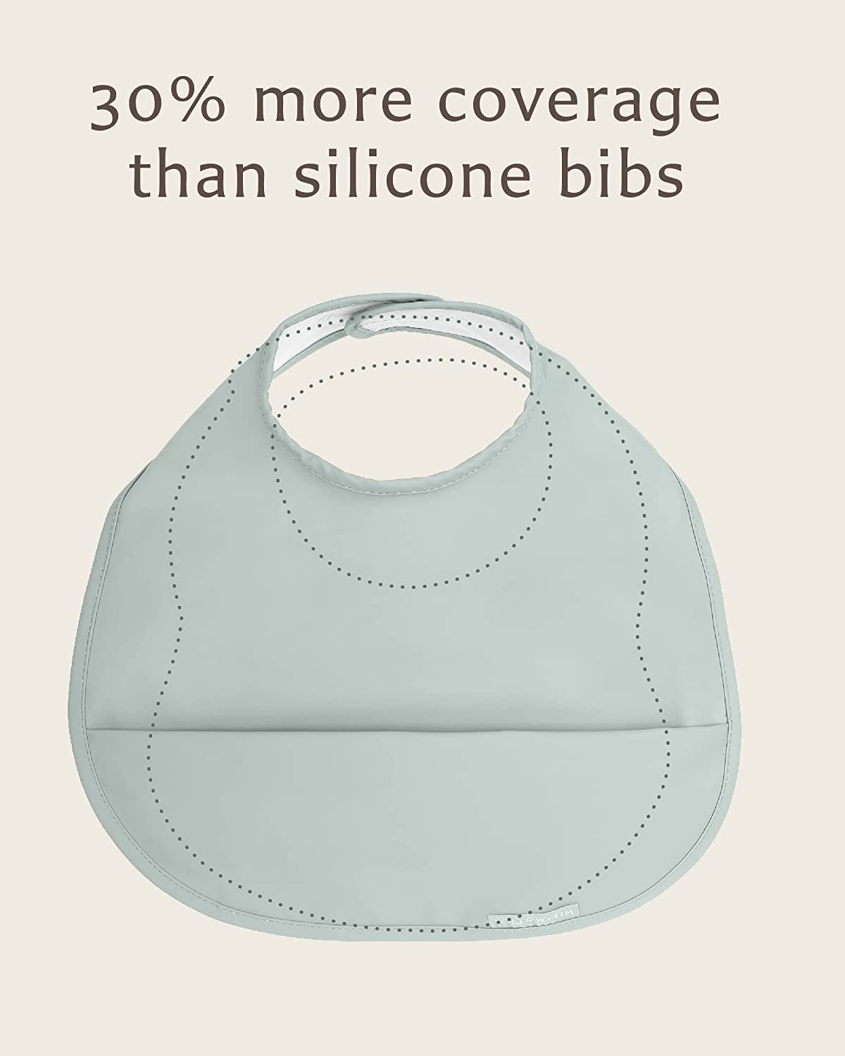WILLOW + SIM Waterproof Baby Bibs for Baby boy - Better than Silicone & Plastic - Toddler Bibs with Food Catcher - Baby bibs for boys, Feeding bib for Babies and Infants - No Sleeve - Sage