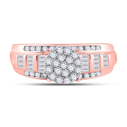 10kt Rose Gold Round Diamond Cluster Bridal Wedding Engagement Ring 1/2 Cttw