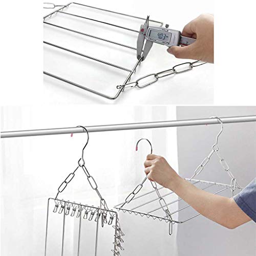 Beerty Foldable Shoes Drying Rack with 36/100 Hooks Clips Stainless Steel Clothes Airer Hanger Rack for Home and Outdoor
