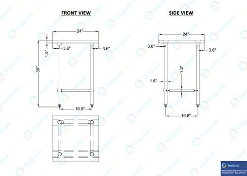24" x 24" Open Base Stainless Steel Work Table | Residential & Commercial | Food Prep | Heavy Duty Utility Work Station | NSF