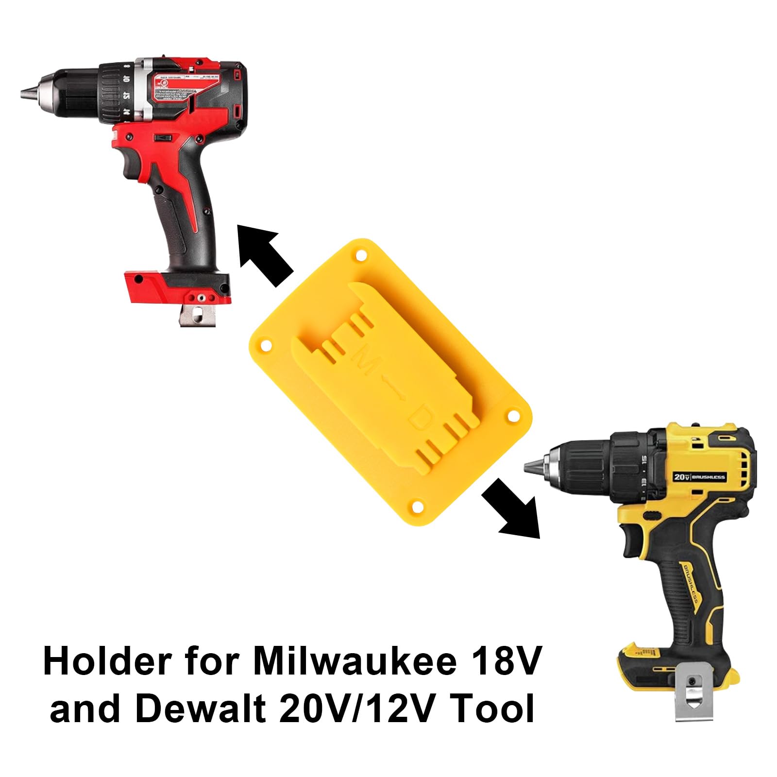 12packs Tool Holder For Milwaukee M18 & Dewalt 20v,Wall Mount Drill Holder with 48 Screws (red)
