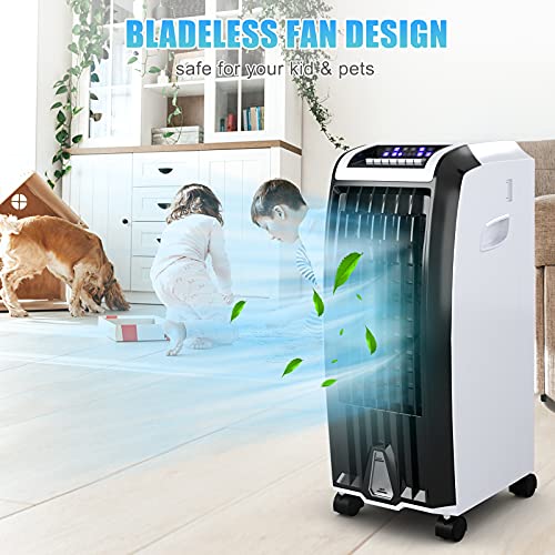 3-IN-1 Evaporative Air Cooler,26β Portable Air Conditoner Humidifier/Fan with 3 Wind Modes,3 Speeds,Remote Control,Wide Oscillating,Ultra-Quiet Compact Cooling Fan for Home Office Bedroom