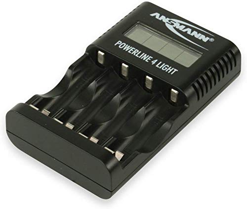 Ansmann 1001-0011-US-590-10 Powerline 4 Light AA/AAA Smart Battery Charger + USB-Port LCD-Display + 4X Fujitsu AA Batteries