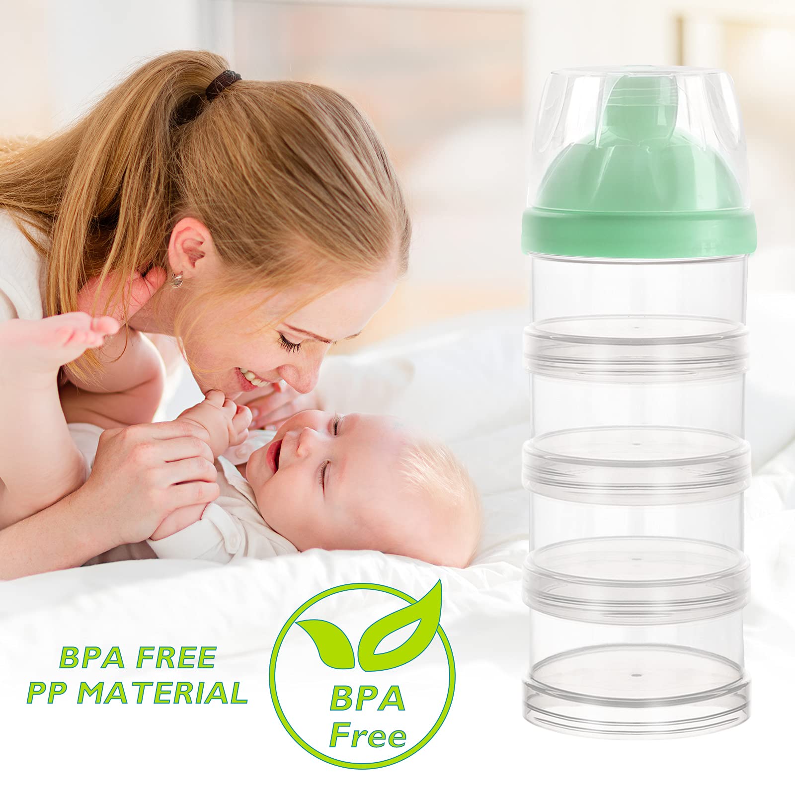 Accmor Baby Milk Powder Formula Dispenser, 4 Layers Stackable Formula Container for Travel, Non-Spill Snacks Formula Storage Container On The Go, BPA Free