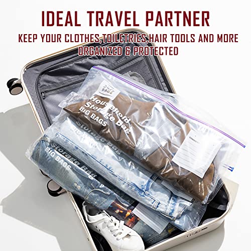 24/7 Bags- Double Zipper Bags, 5 Gallons, 12 Count, Stand and Fill, Carry Handle, BPA-Free, Air Tight Seal
