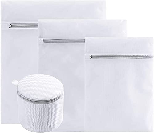 IDOSYS 4 Packs Laundry Mesh Bag with Reusable Laundry Balls Washing Bags in Different Size Reusable and Durable Mesh Wash Bags (1 L,1 M, 1 S and 1 Bra Bag)