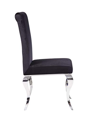 ACME Fabiola Side Chair (Set-2) - - Fabric & Stainless Steel