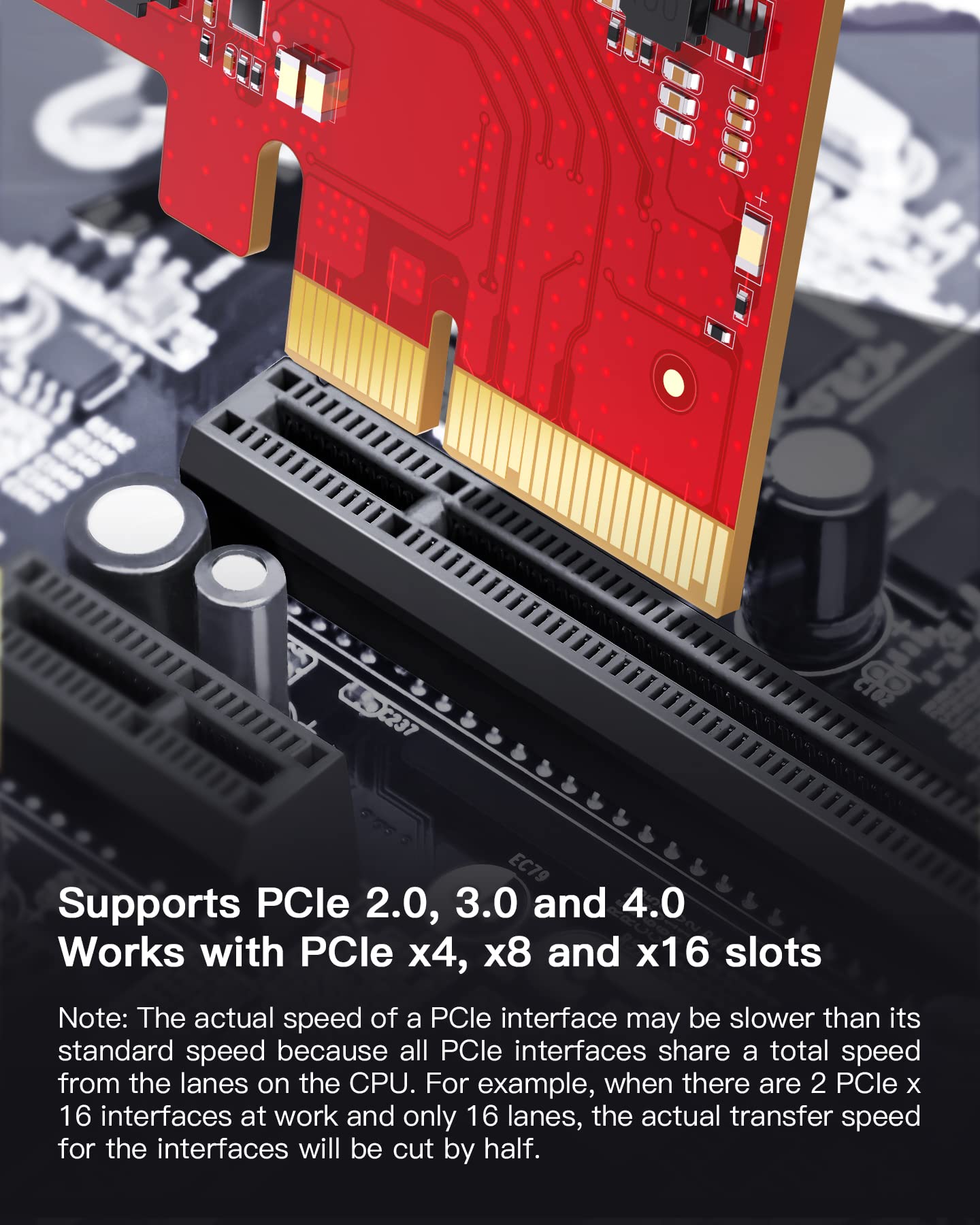Inateck PCIe USB 3.2 Gen 2 Extension Card with 4 USB A and 1 USB-C Ports 20 Gbps PCIe 5-Port Card No External Power Supply Required, RedComets U26