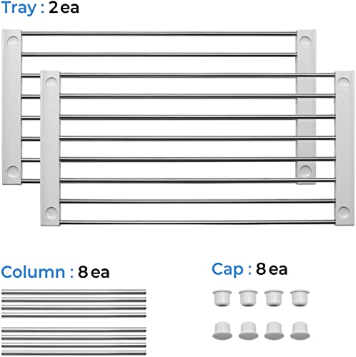 carrotez Cabinet Organizer Shelf, Set of 2 Stackable Kitchen Counter Shelves, Cabinet organizers and Storage, Pantry Storage Shelf Organizer, Kitchen Cabinet Organizer, White 15.7 x 7.8 x 6.1