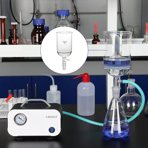 Labasics Borosilicate Glass Buchner Filtering Funnel with Fine Frit (G3), 46mm Inner Diameter, 80mm Depth, with 24/40 Standard Taper Inner Joint and Vacuum Serrated Tubulation (100ml)
