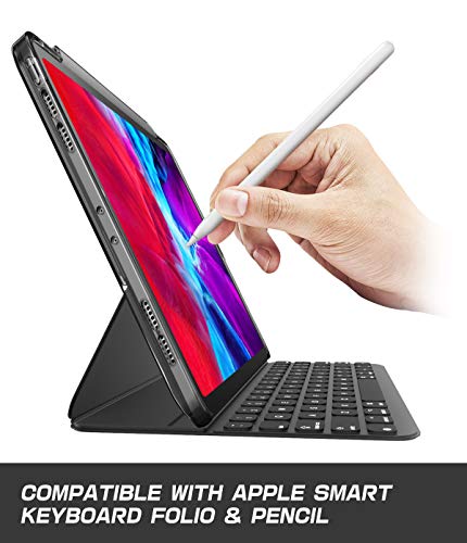 i-Blason Halo Series Case for New iPad Pro 12.9 Inch (2022/2021/2020/2018 Release), [ONLY for Use with Smart Keyboard Folio & Official Smart Folio] Clear Protective Case with Pencil Holder (Black)