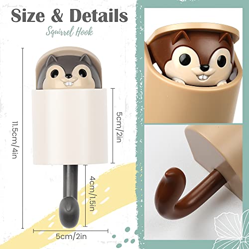 4 Pieces Squirrel Shape Adhesive Hook for Living Room Bedroom ORNOOU Cute Cartoon Creative Home Decoration Wall Hooks