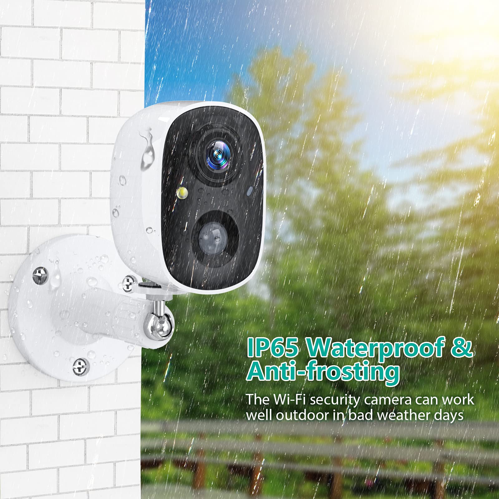 ACCUHR Outdoor Wireless Security Camera System,1080P WiFi Home Surveillance Camera 2-Way Audio, Full Color Night Vision, PIR Motion Detection, Siren Alarm