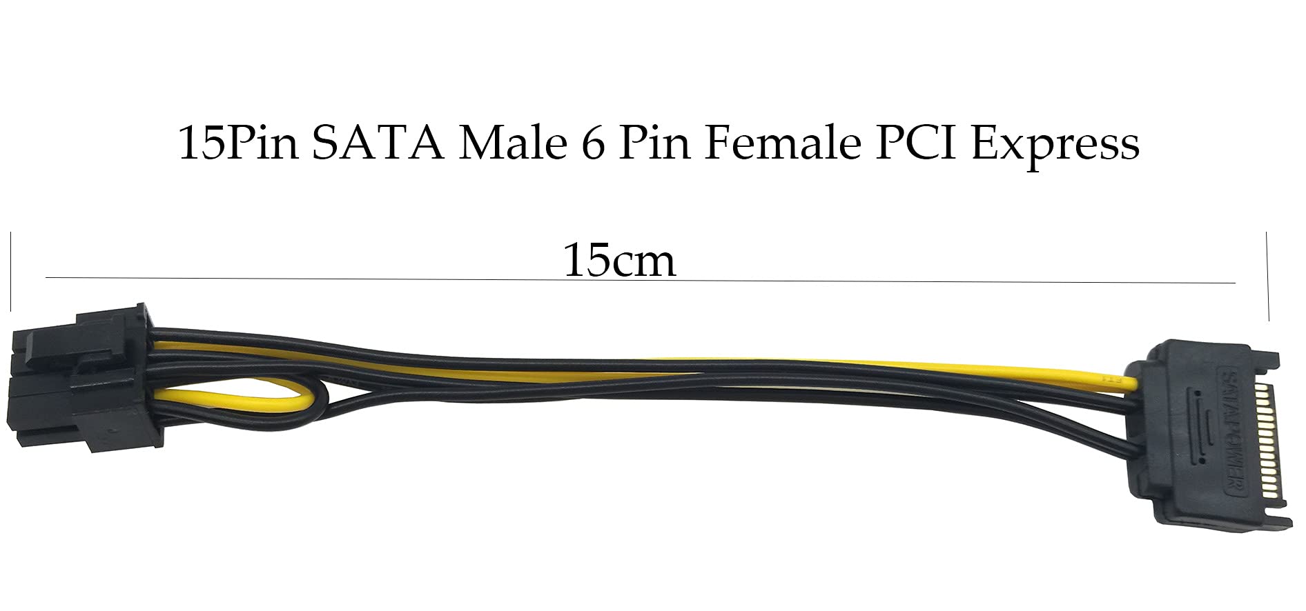Traovien PCI Express Power Cable,15 Pin SATA Male to 8 Pin (6+2 Pin) PCI Express Female Video Card Power Adapter Cable(15CM/6inch 2Pcs)