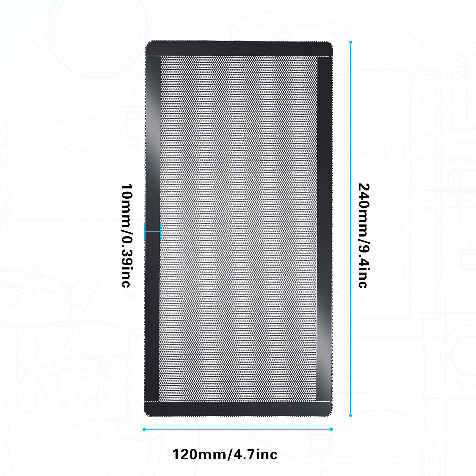 4 Pieces 240 x 120 mm Magnetic Frame PC Cooler Filter, PC Fan Dust Filter Magnetic Frame, Dustproof PVC Cover Computer Fan Grills, Dust Filter for Computer Cooler Fan (Black)