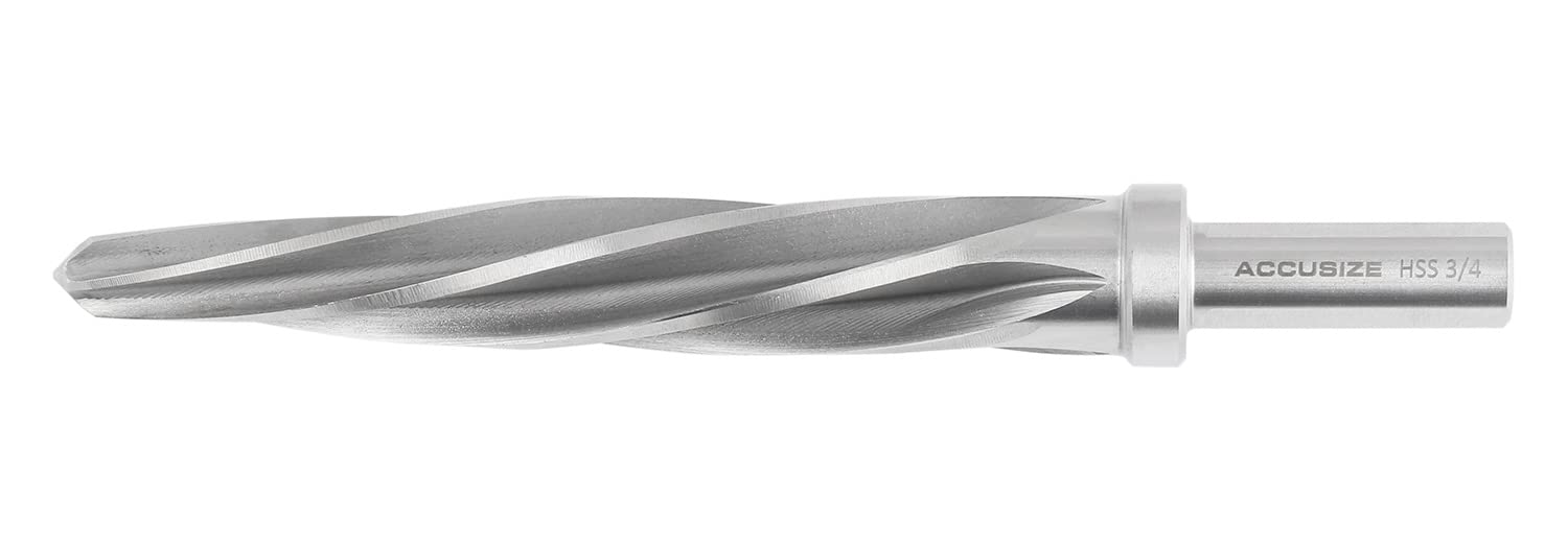 Accusize Industrial Tools Hss Spiral Flute Aligning Reamer, 3/4'' Cutting Diameter, 1/2'' Shank Diameter, 0522-0034