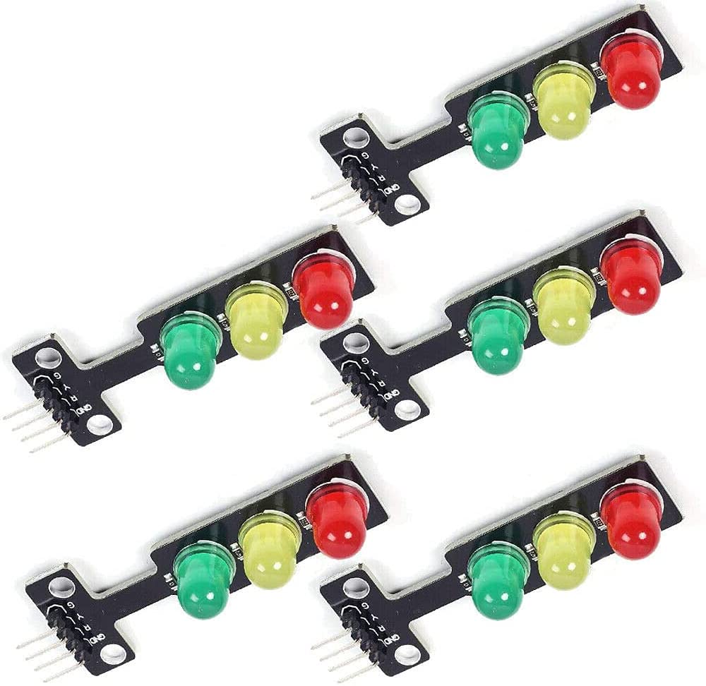 Adeept 5PCS Mini Traffic Light LED DC 5V 5mm Display Module for Arduino Creative DIY Project Kit, Raspberry Pi, Traffic Light for Traffic System Model