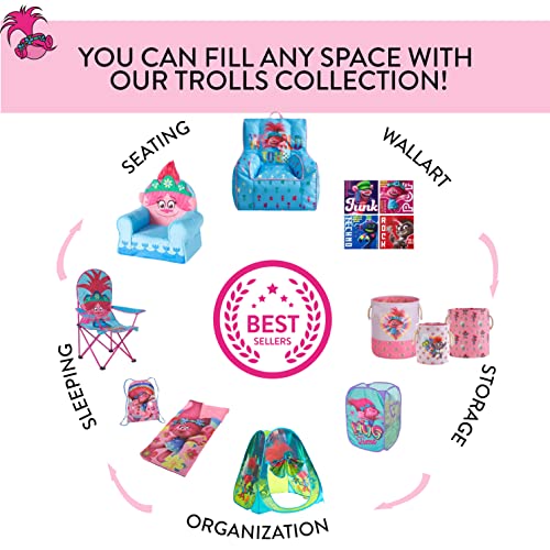 Idea Nuova DreamWorks Trolls 3 Piece Nestable Rectangular Storage Bins with Grommet Handles for Organizing Toys, Games, Clothes in Nursery, Playroom, Bedroom, Bathroom