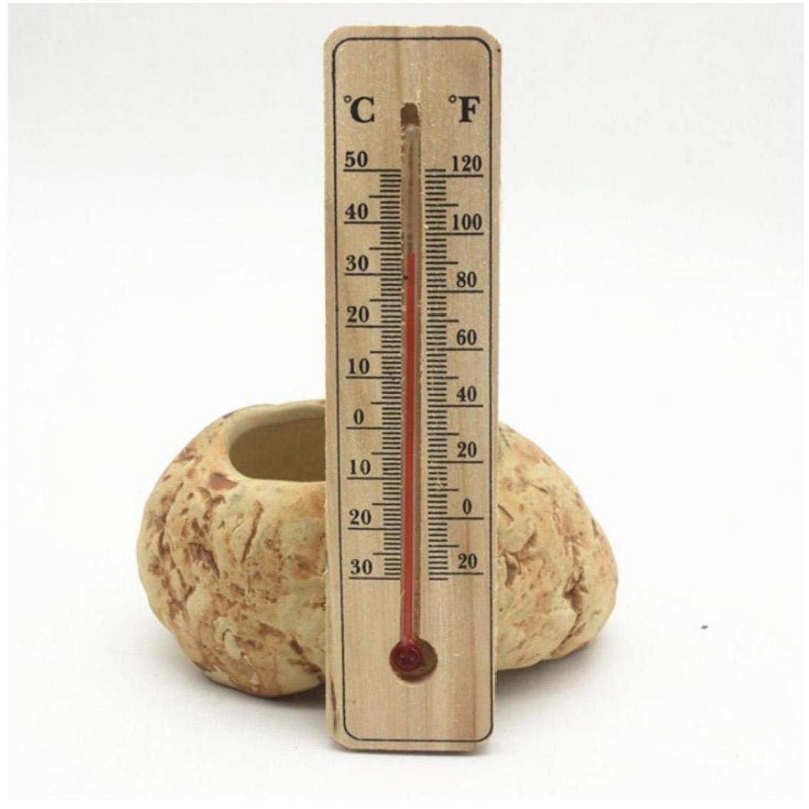 Aisoway Wooden Thermometers Wall-Mounted Direct Type Temperature Monitor Logger for Garden Office Garage 1pc