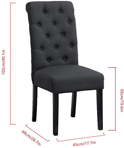 BELIFEGLORY Padding Dining Chair, Set of 2 Wooden Leg High Back Dining Chair Upholstered Fabric Dining Room Chairs Kitchen Chairs
