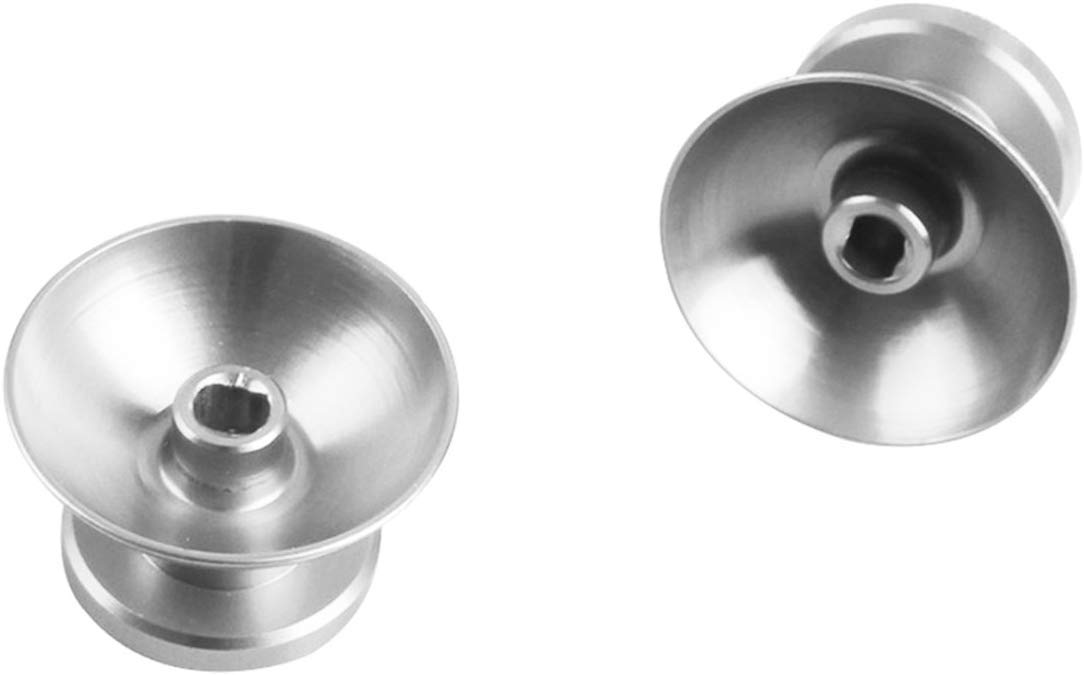 2PCS Aluminum Metal Analog Joystick Thumbstick Rocker Mushroom Caps Button for PS4 Xbox One Replacement (Silver)