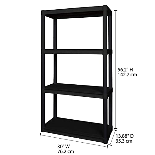 4 Shelf Plastic Shelving Unit, Black