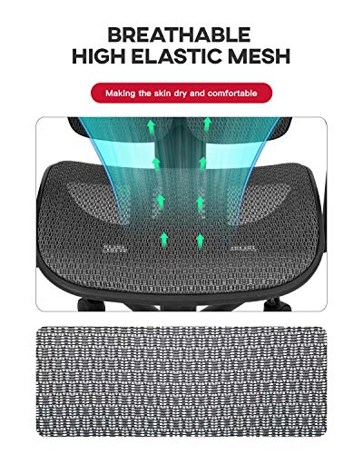 Ergonomic Office Chair, Desk Chair Computer Chair with Adjustable Arms Lumbar Support Swivel Rolling High Back Mesh Task Chair