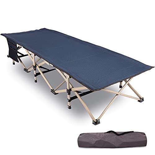 REDCAMP Extra Long Folding Kids Cot for Sleeping 7-15, Portable Toddler Cot Bed Child Travel Cot for Camping, Navy 75''x26''