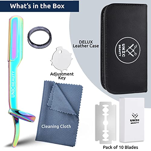 Straight Razors for Men - Professional Barber Razor for Close Shave with Premium Quality Edge, Blades Pack & Maintenance kit included with Pouch