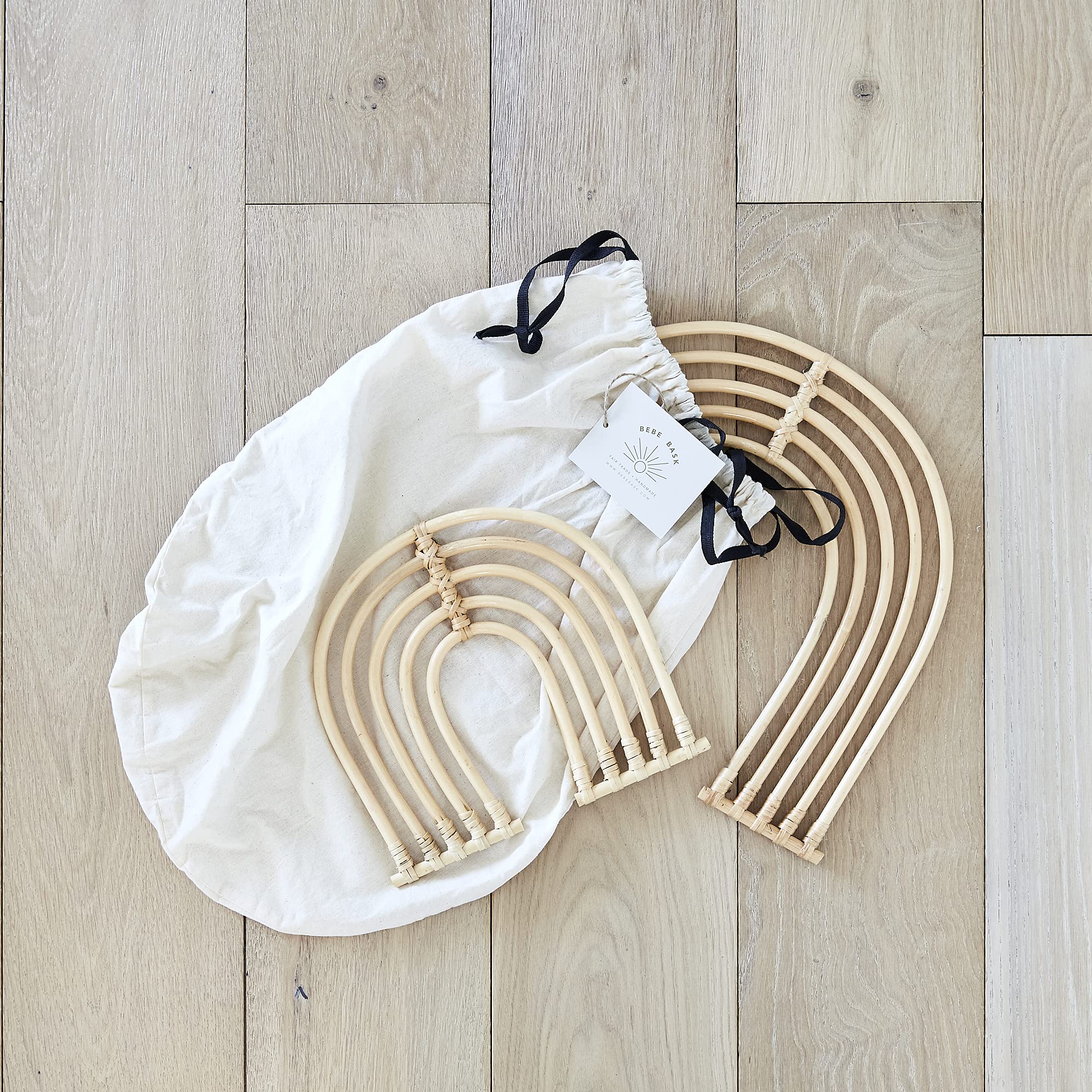 BEBE BASK Rattan Rainbow Nursery Decor Set of 2 - Handmade - Rainbow Decor for Girls Room - Wall Decorations
