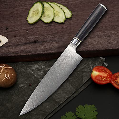 Kimfeng Handmade 8.5 inch Damascus Chef knife Kitchen Knife VG10 Core Steel 67-layer Stainless Steel Professional Forging Chef Knives Corrosion Resistance