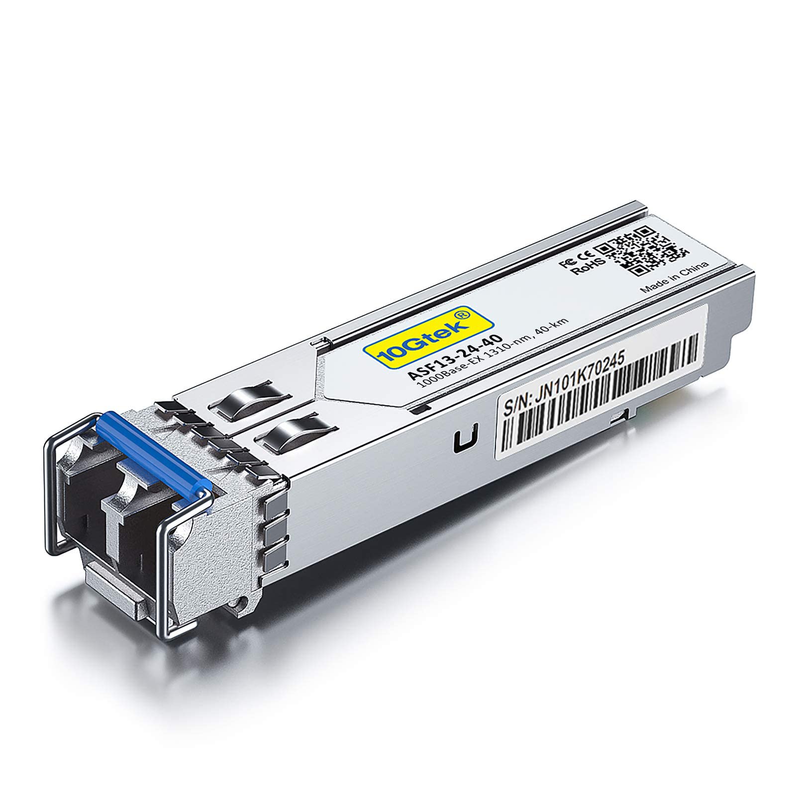 10Gtek 1.25G 1000Base-EX SFP Transceiver, 1310nm SMF, up to 40 km, for Cisco GLC-EX-SMD, Ubiquiti UniFi, Mikrotik, D-Link, Supermicro, Netgear, TP-Link, Broadcom, Linksys and More.