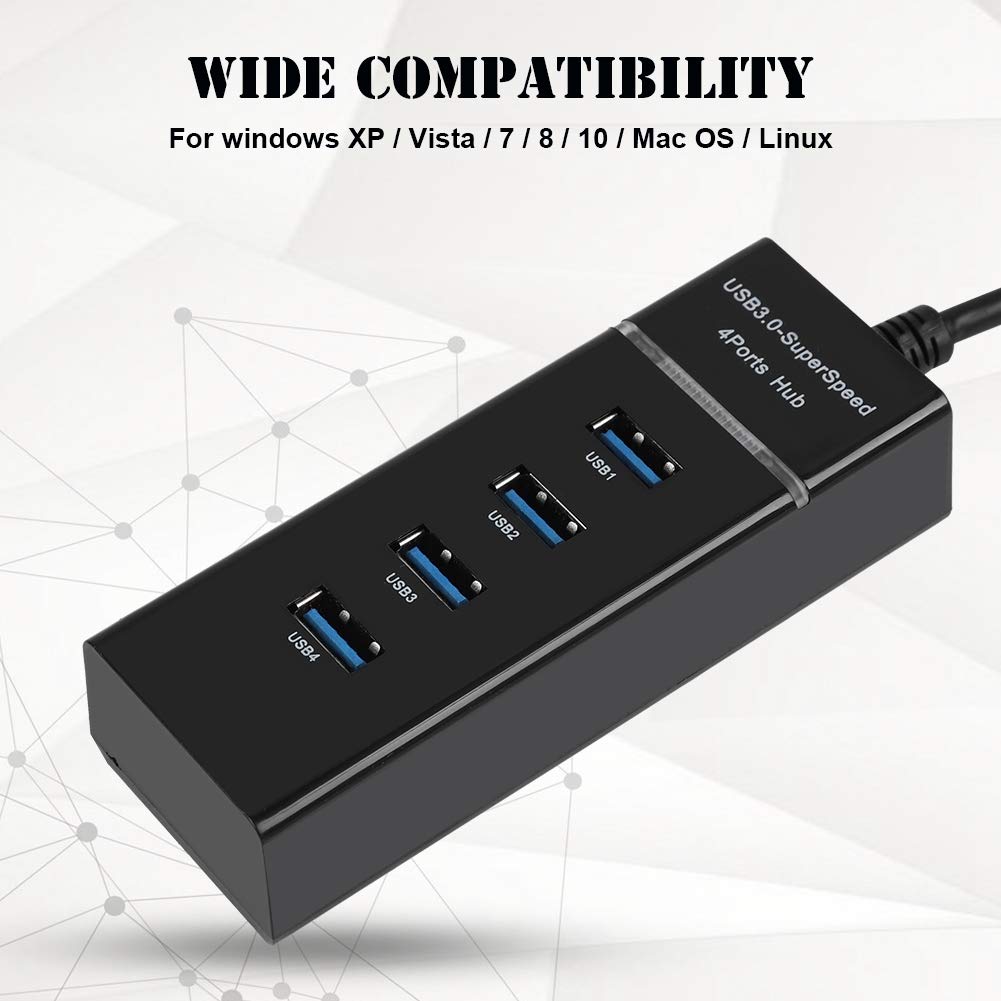4 Port USB3.0 HUB - 5Gbps Charging Dock Station - Ultra-Slim - Plug & Play with LED - Charging Hub Adapter - for Phone/Tablet/PC/Windows
