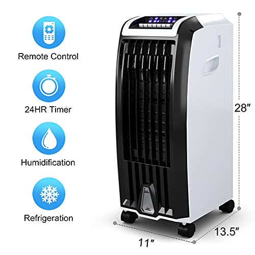 3-IN-1 Evaporative Air Cooler,26β Portable Air Conditoner Humidifier/Fan with 3 Wind Modes,3 Speeds,Remote Control,Wide Oscillating,Ultra-Quiet Compact Cooling Fan for Home Office Bedroom