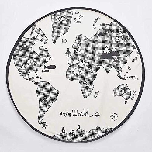 ABREEZE Adventure World Map Pattern Baby Play Mat,Crawling Mats Floor Playmat Activity Round Rug for Infant Child Kids 53 Inches