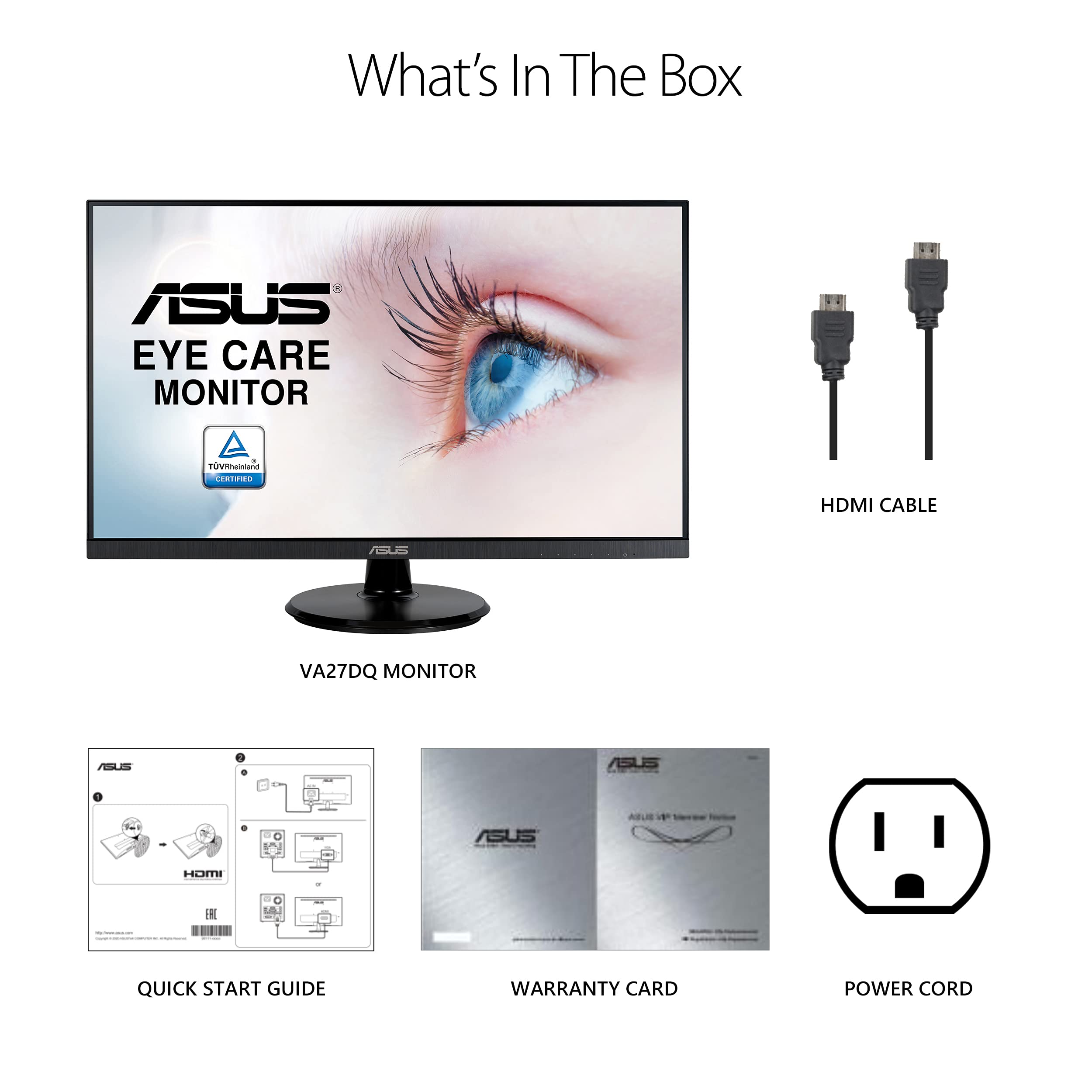 ASUS 27” 1080P Monitor (VA27DQ) - Full HD, IPS, 75Hz, Speakers, Adaptive-sync/FreeSync, Low Blue Light, Flicker Free, VESA Mountable, Frameless, HDMI, VGA, DisplayPort, Tilt Adjustable (Renewed)