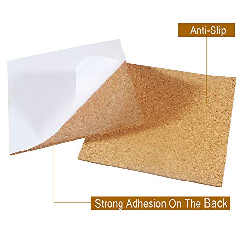 30 Pack Self-Adhesive Cork Squares 4β x 4β Cork Tiles Cok Bcking Sheets Cork Coasters Square for DIY Crafts