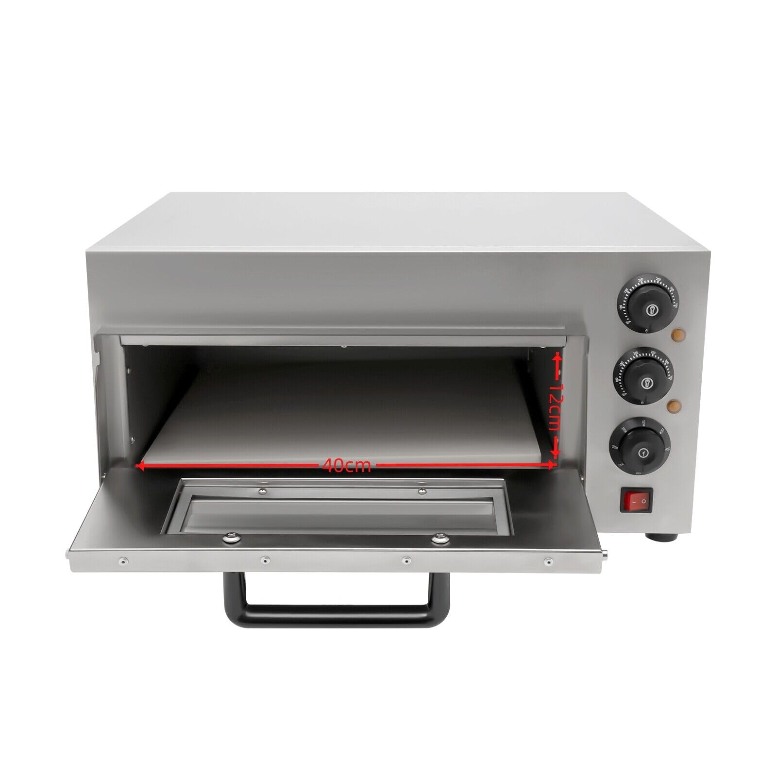 1300W Commercial Pizza Oven, Single Layer Electric Pizza Maker, Adjust from 122-662℉, For 16" Pizza Indoor family party barbecue