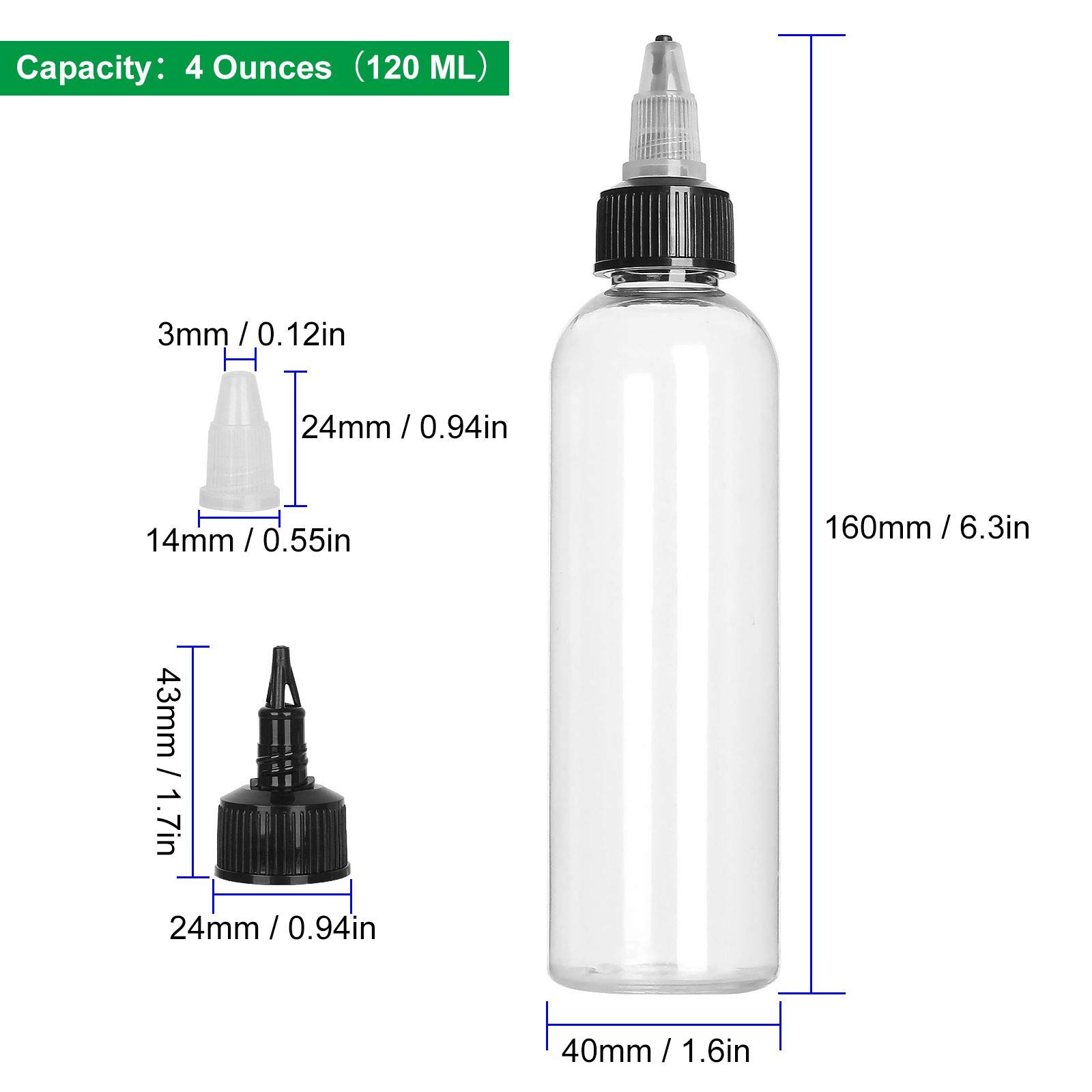 ABuff 32-Pack Clear Dispensing Bottles, 120ml/4 Ounce Plastic Squeeze Condiment Bottles with Twist-on Cap Lids - Round Plastic Squeeze Bottle for Ketchup,Mustard,Olive Oil and More