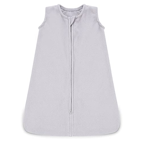All Season Micro-Plush Baby Wearable Blanket, Ultra light - Unisex Clothes for Toddlers, Sleeveless Warm Soft Plush Sleep Bag and Sack with Inverted Zipper (TOG 1, Medium, Age 0-12 Months) - Grey