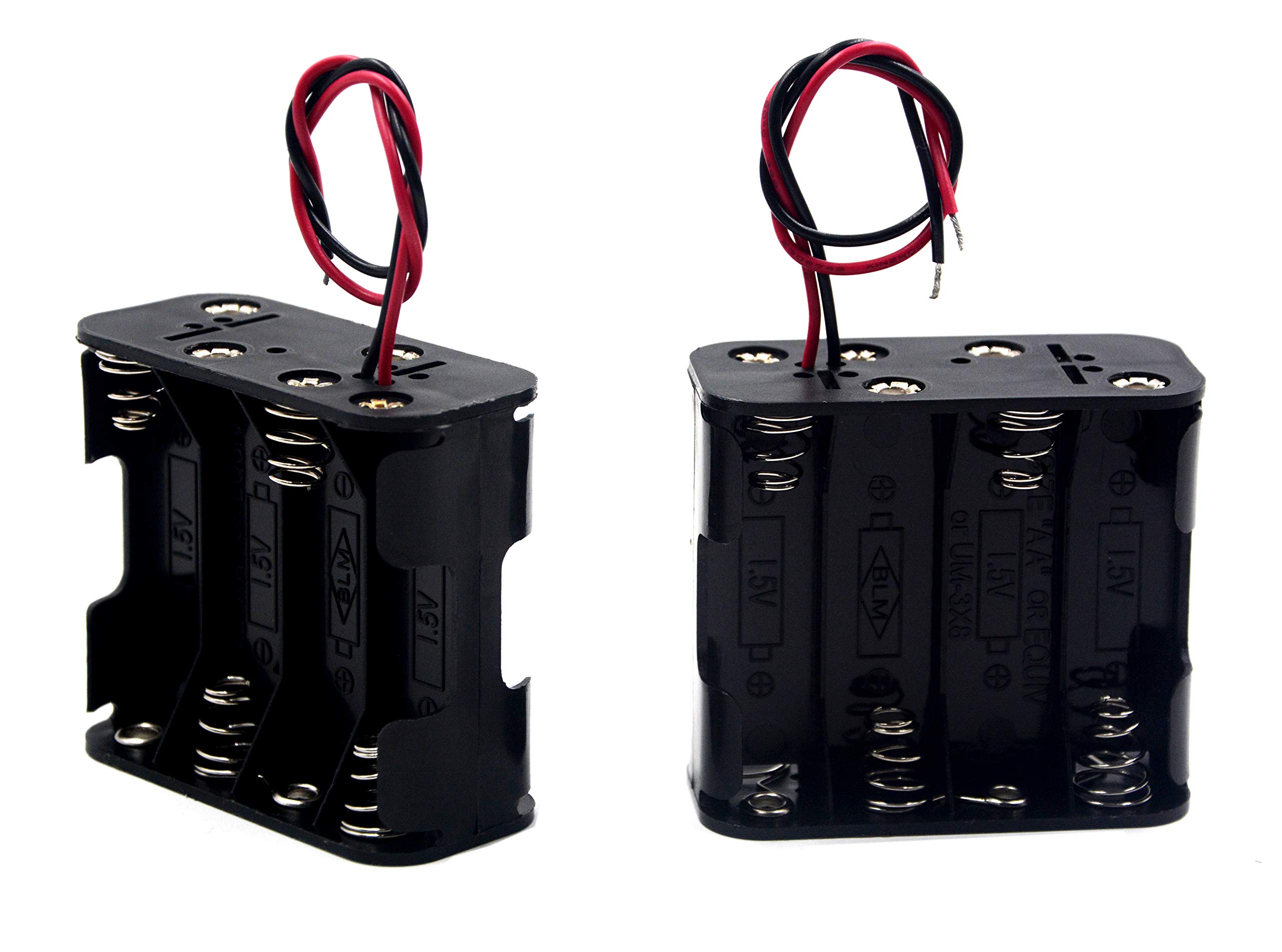 LampVPath (Pack of 2 8 AA Battery Holder, 12v AA Battery Holder, 8 AA Battery Holder with Leads-Double Layers Battery Holder(Each Layer Loads Four aa Batteries)