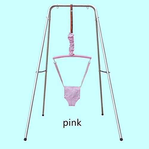 Shiker Baby Door Jumper, Length Adjustable Baby Hanging Swing Jump Bouncer, Portable Foldable Stand Scientific Saddle, Pink