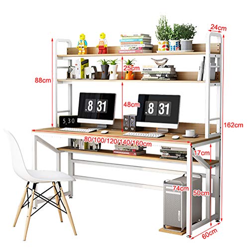 TOPYL Computer Desk with Hutch,Modern Writing Desk with Storage Shelves,Office Study Desk Gaming Desk Workstation for Home Office,Wood + Metal Legs