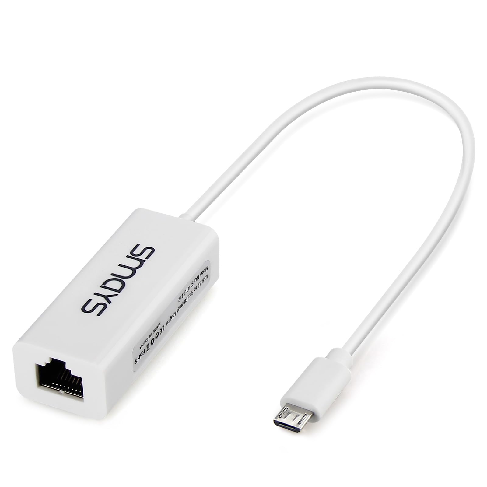 Micro USB to RJ45 Ethernet Adapter Dongle, Wired LAN Connection